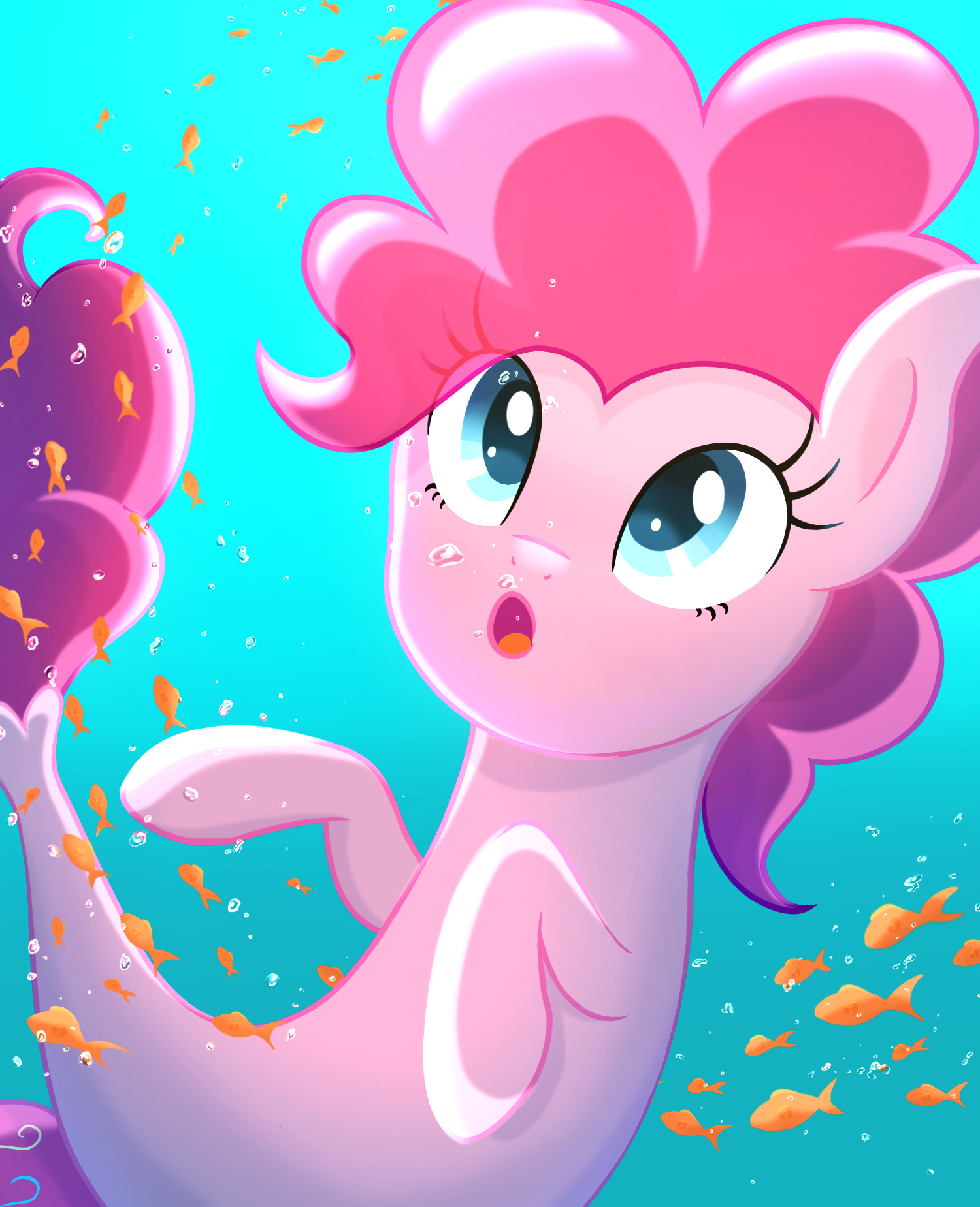 #3368863 - safe, artist:pelinstwinkle, pinkie pie, earth pony, fish ...