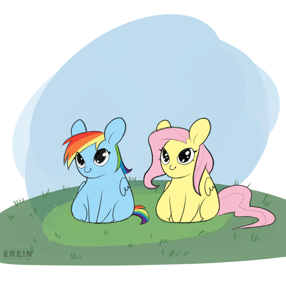 #3371239 - safe, artist:erein, fluttershy, rainbow dash, pegasus, pony ...
