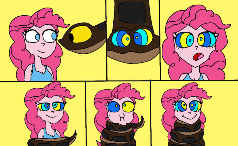 #3373194 - safe, artist:beecartoonist13, pinkie pie, human, snake ...