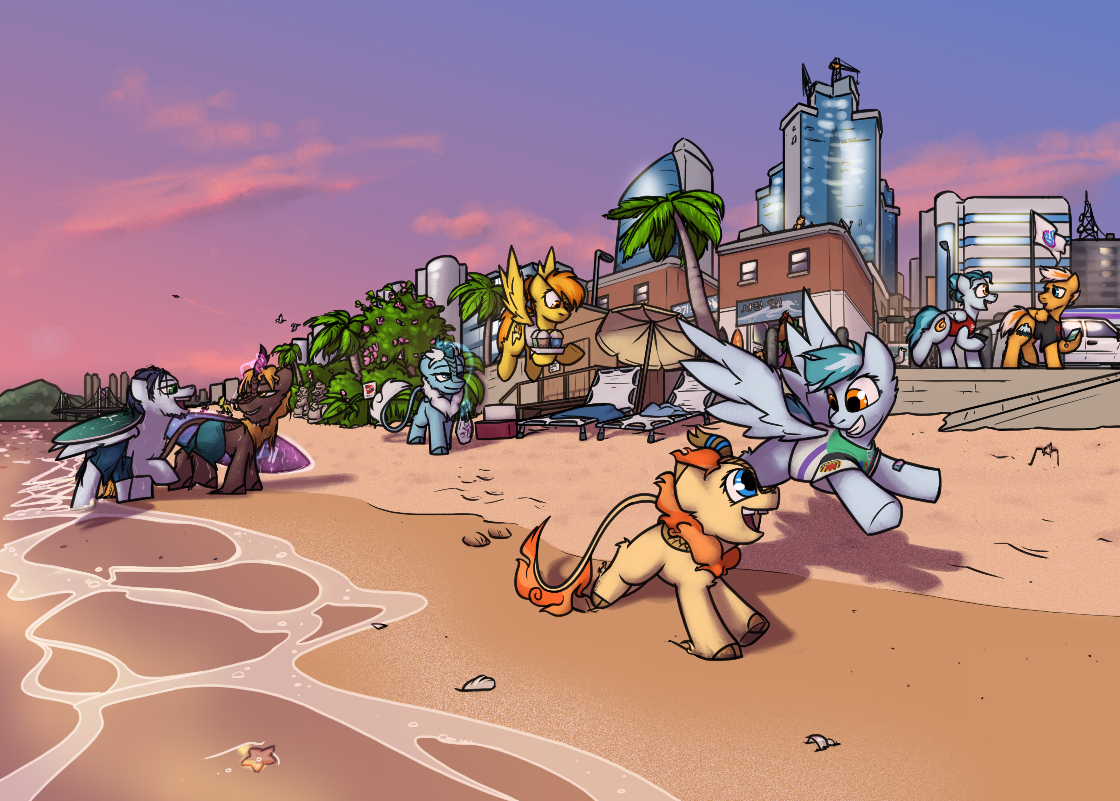 #3357265 - safe, artist:captainhoers, soarin', spitfire, oc, oc:aurora ...