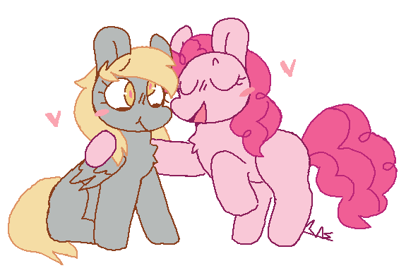 #3357420 - safe, artist:razyruu, derpy hooves, pinkie pie, earth pony ...