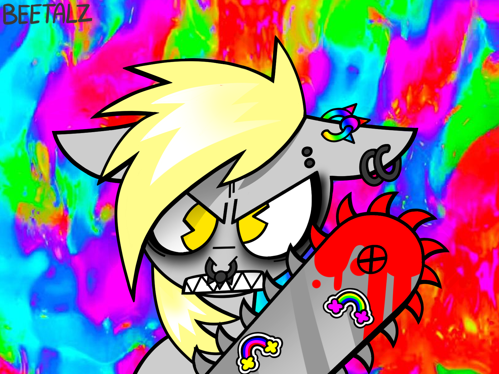 #3360883 - semi-grimdark, artist:beetalz, derpy hooves, pony, abstract ...