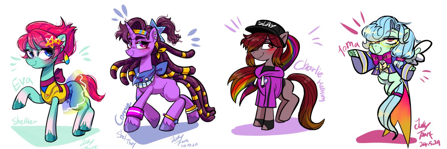 #3375255 - safe, artist:jully-park, oc, oc only, oc:charlie bucket, oc:connie connor, oc:eva ...