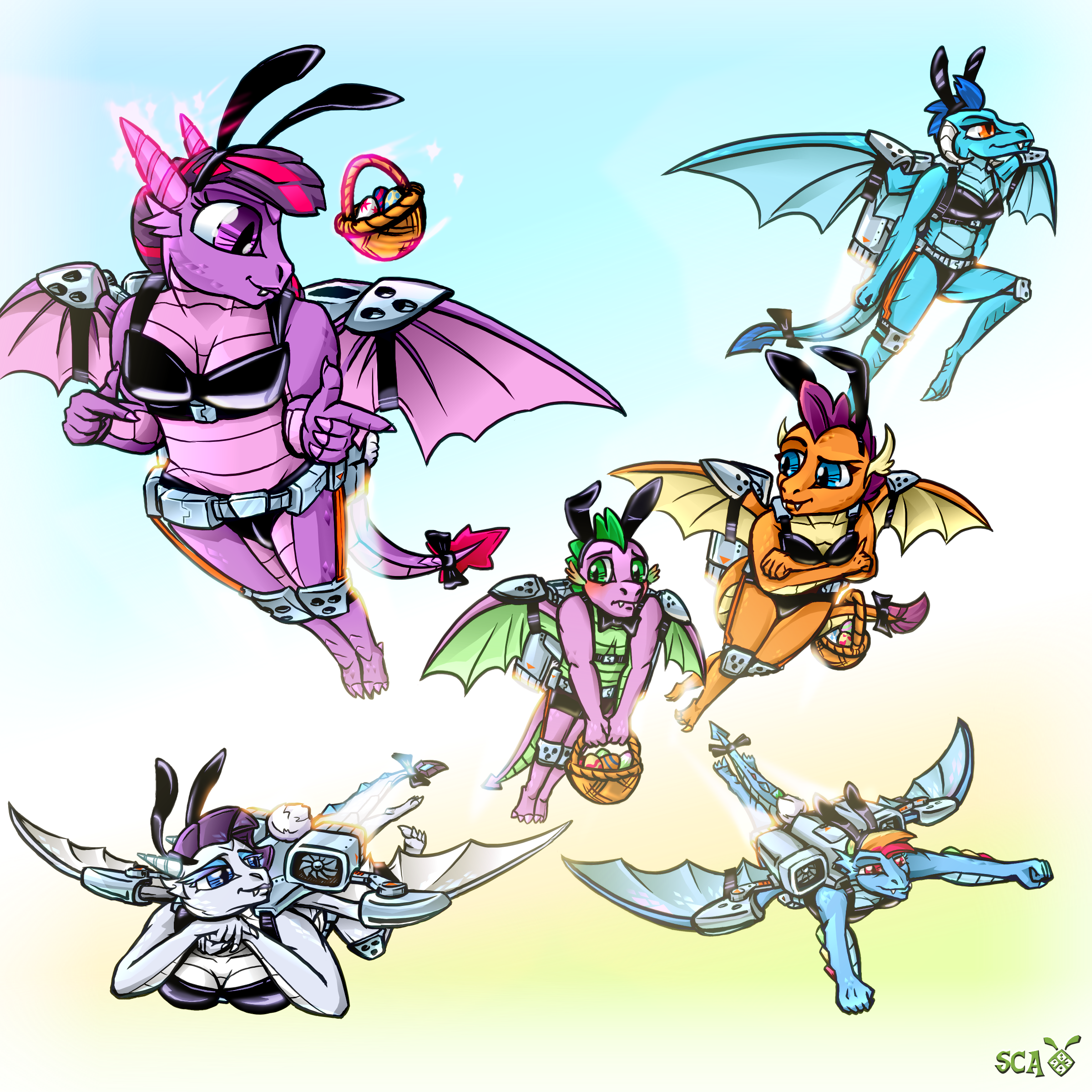 #3380710 - safe, artist:scarletdex8299, princess ember, rainbow dash ...