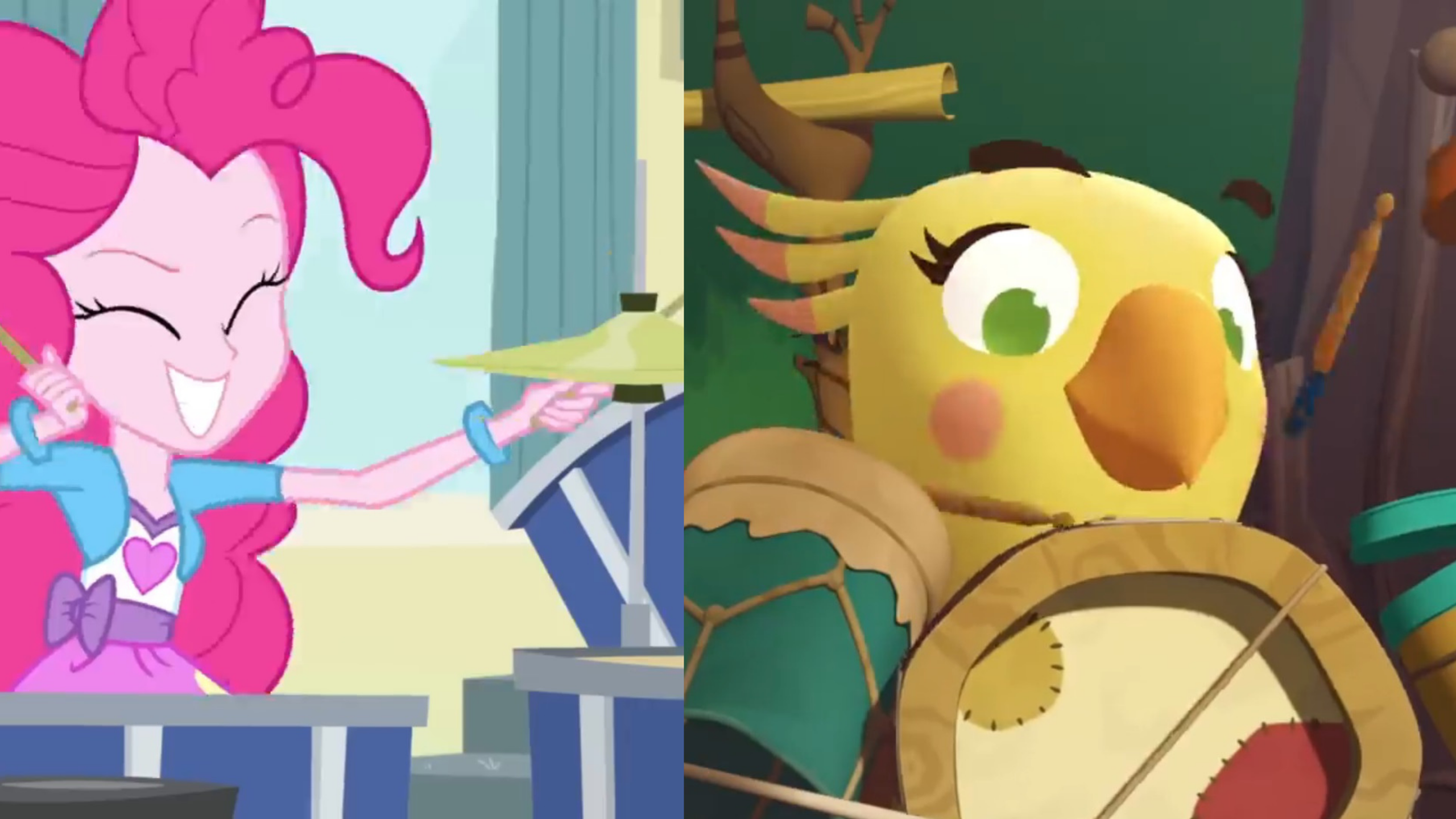 #3381636 - safe, editor:tom artista, pinkie pie, bird, cockatiel, human ...