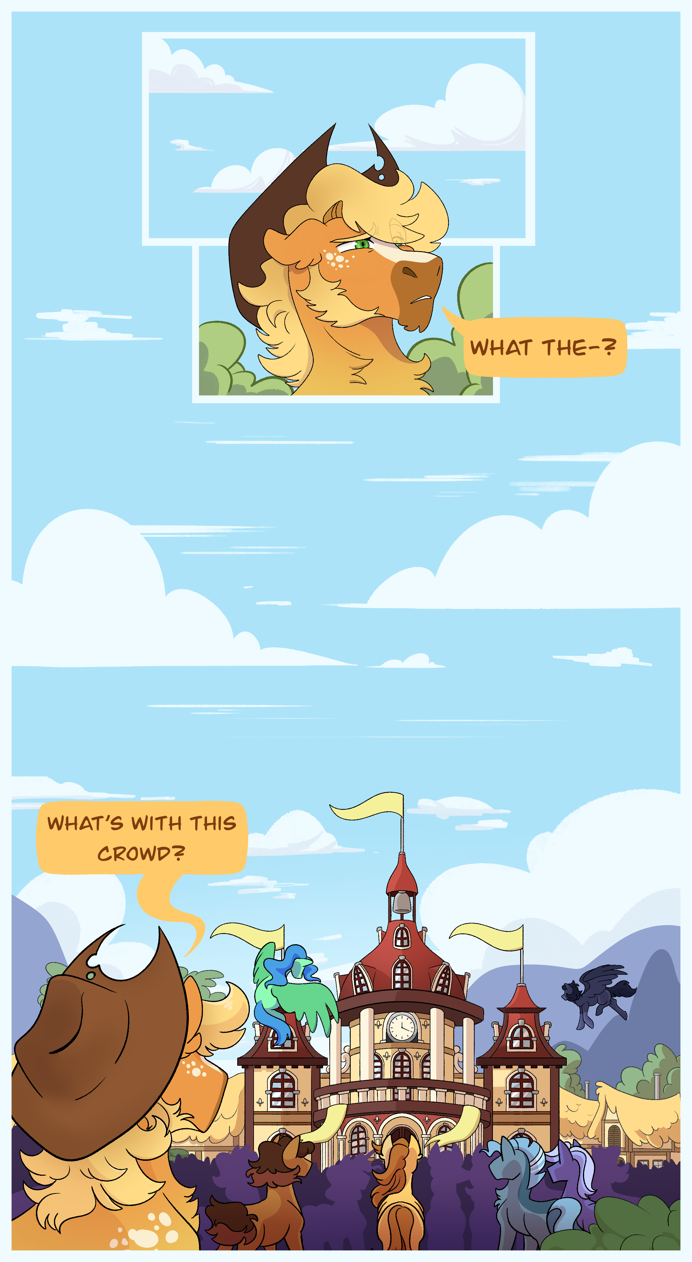 #3381679 - safe, artist:angstyram, applejack, earth pony, pegasus, pony ...