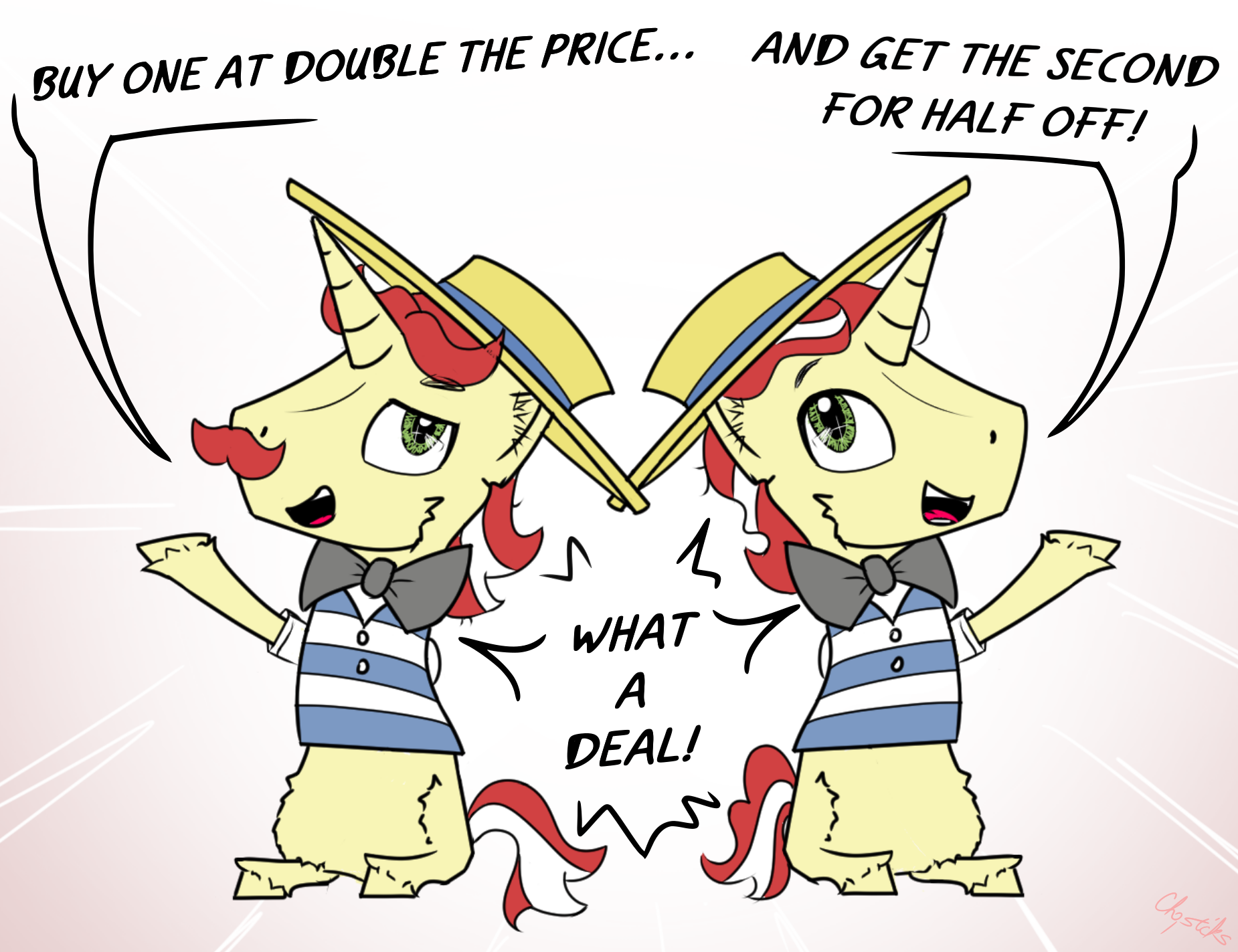 #3382456 - safe, artist:chopsticks, flam, flim, pony, unicorn, g4 ...