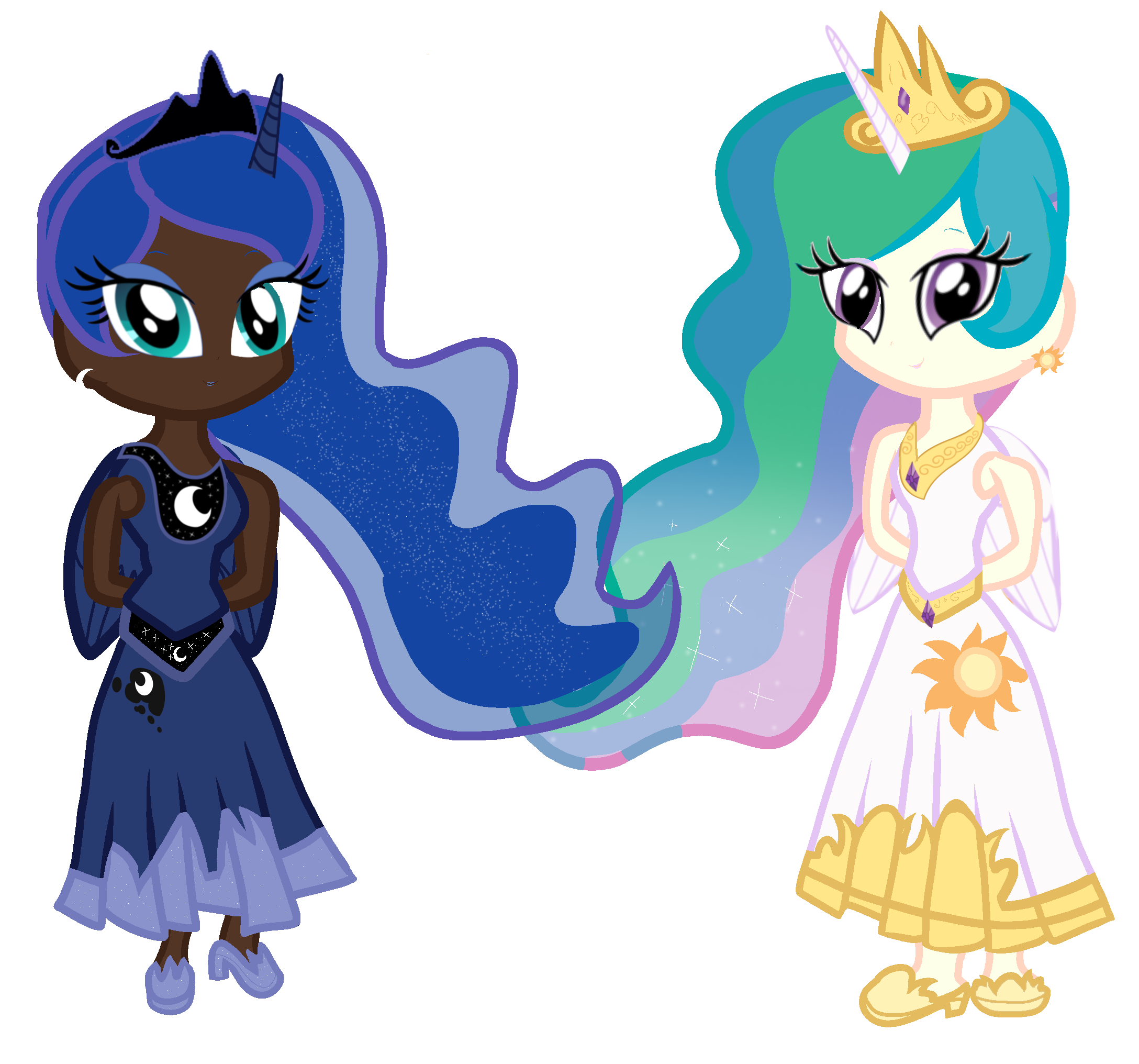 #3383020 - safe, princess celestia, princess luna, human, g4, alicorn ...