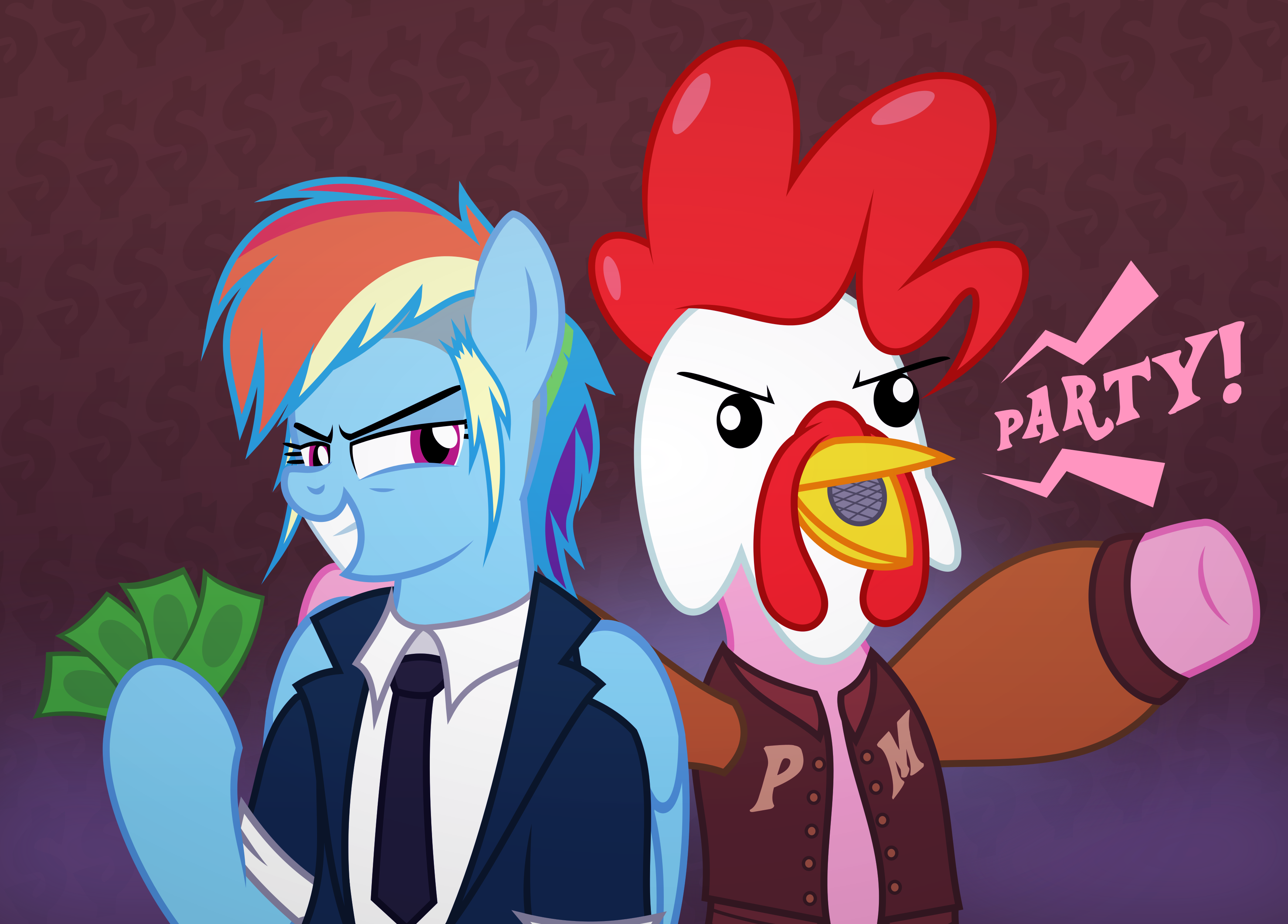 #3383103 - safe, artist:isaac_pony, pinkie pie, rainbow dash, earth ...