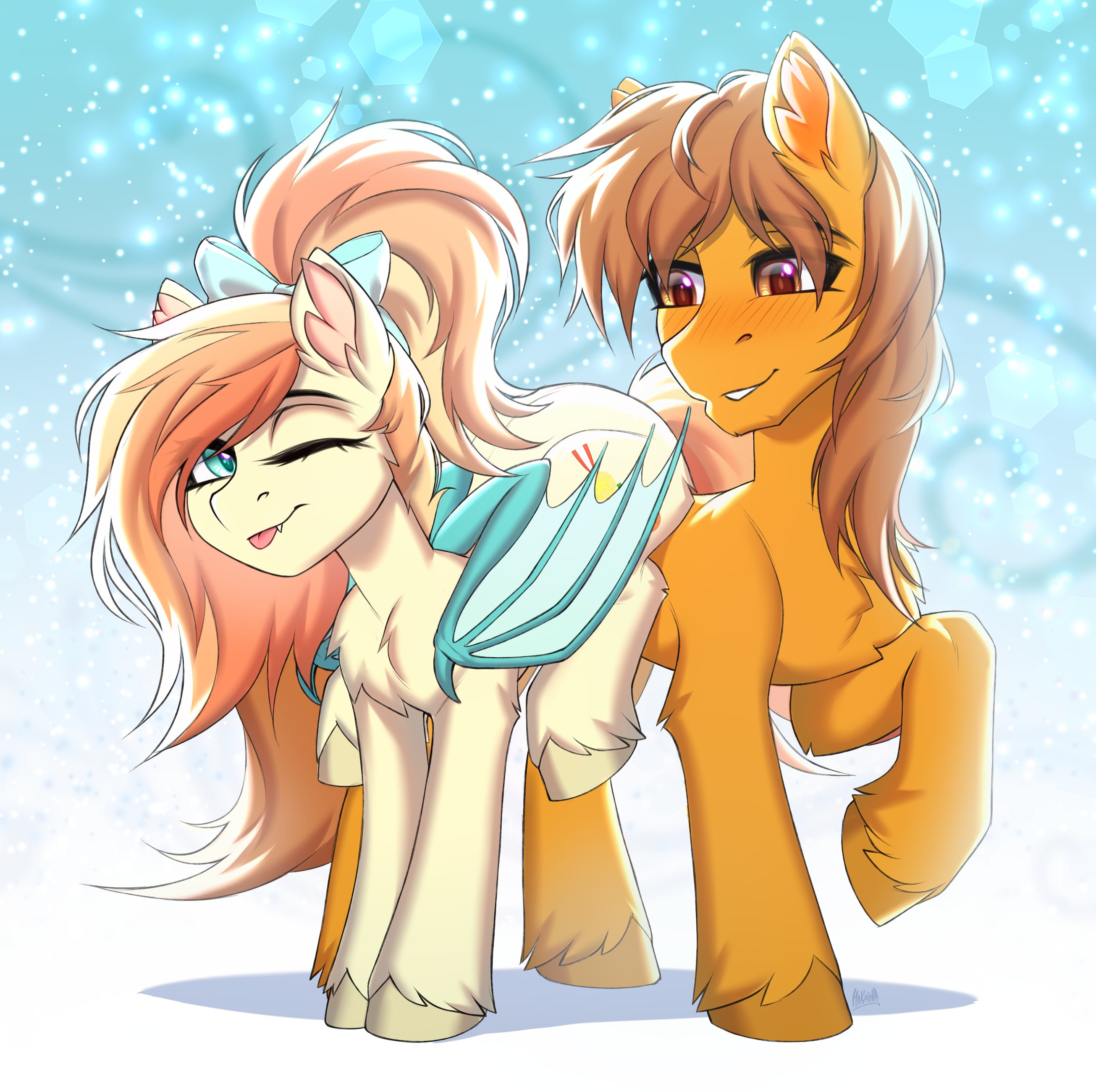 #3385904 - safe, artist:hakaina, oc, oc only, oc:sunshine drift, oc:zip circuit, bat pony, earth ...