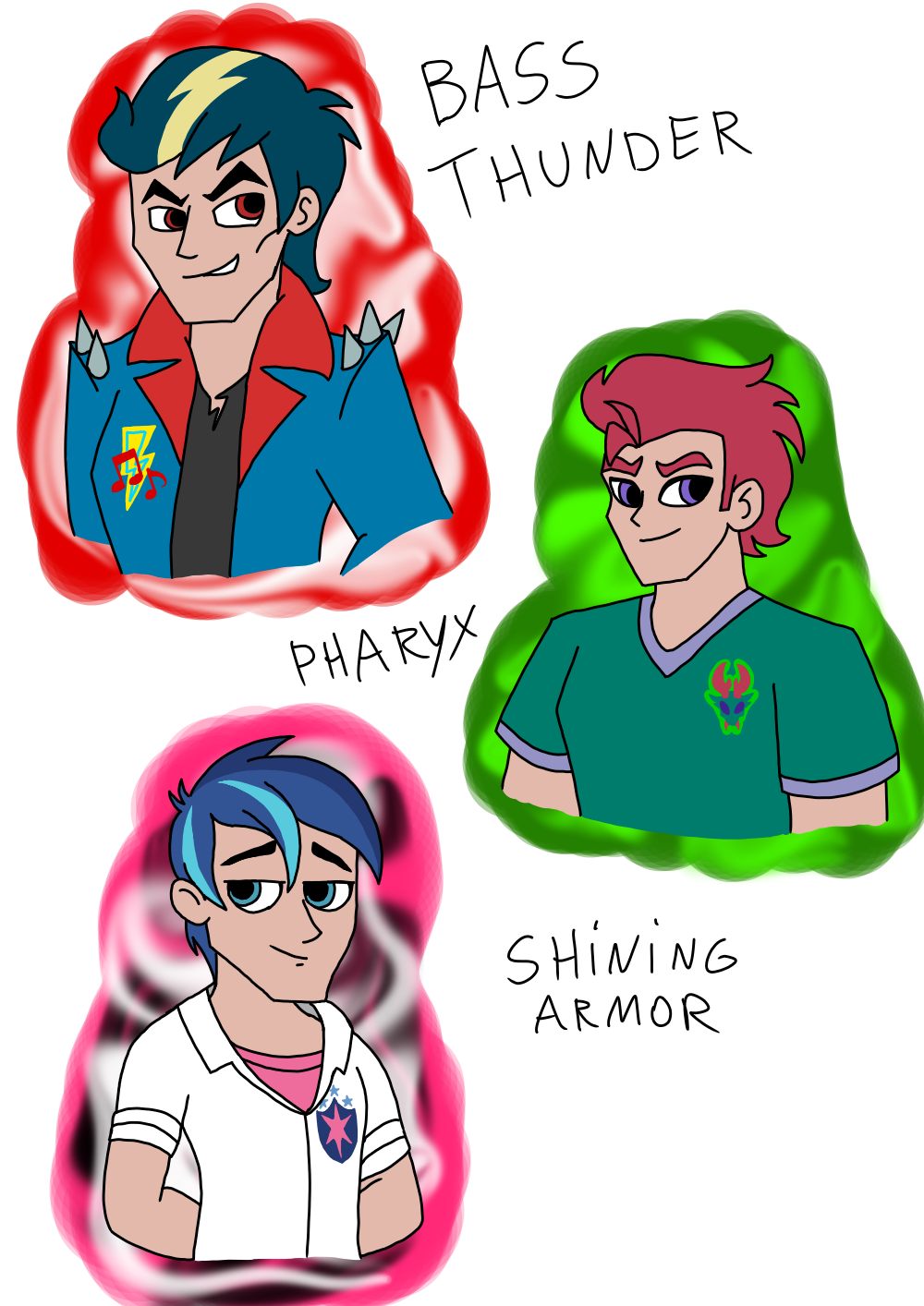 #3386198 - safe, artist:zetikoopa, pharynx, shining armor, oc, oc:bass ...