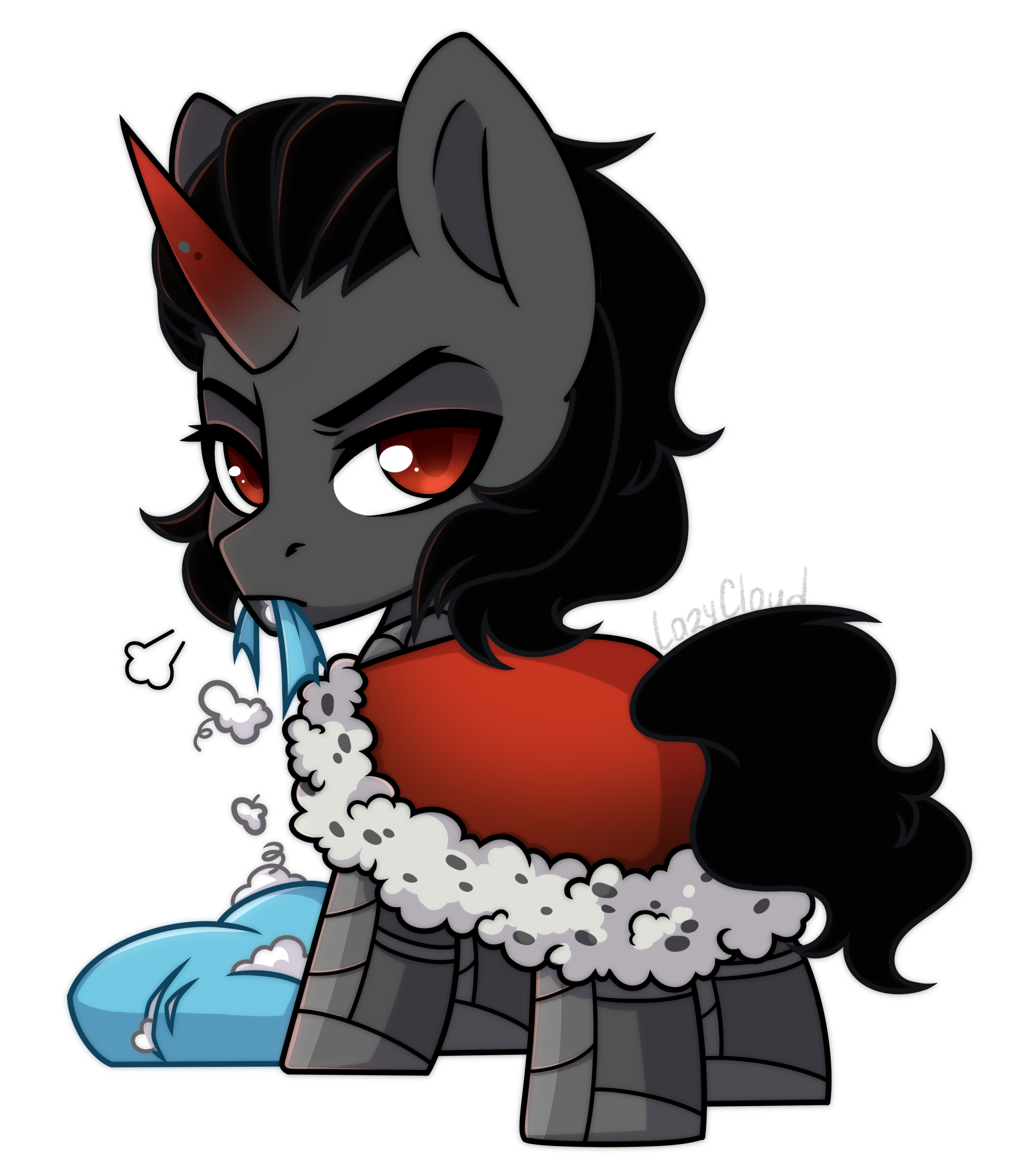 #3387620 - safe, artist:lazycloud, king sombra, pony, g4, chibi, pillow ...