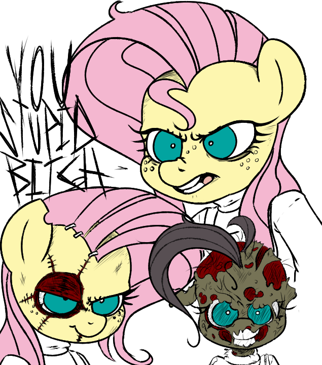 #3387899 - grimdark, artist:this_sl0th, fluttershy, pegasus, anthro, g4 ...