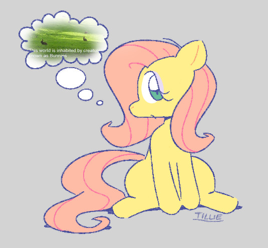 #3388148 - safe, artist:silly2tilly, fluttershy, pegasus, pony, rabbit ...
