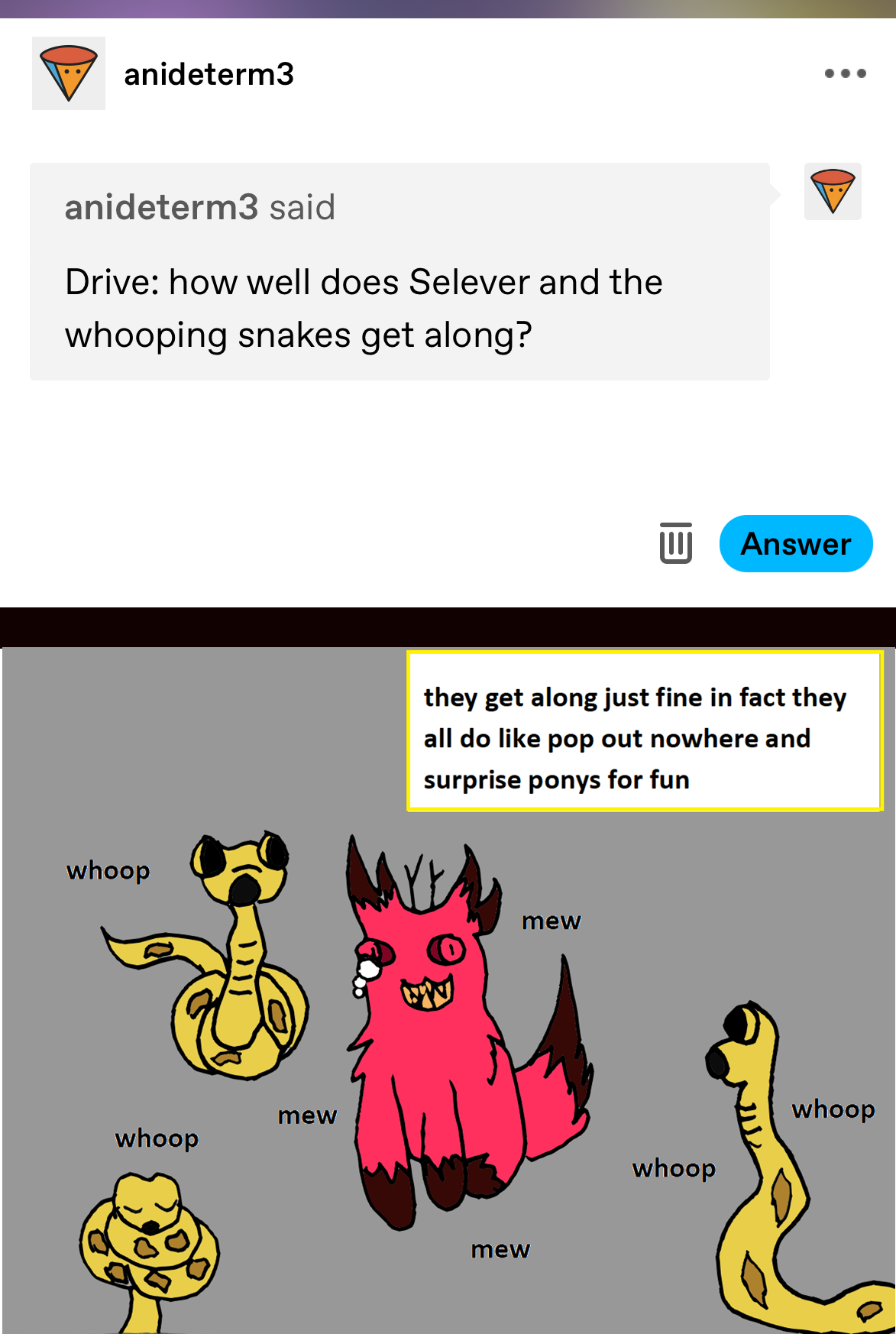 #3389998 - safe, artist:ask-luciavampire, oc, cat, snake, alastor, ask ...