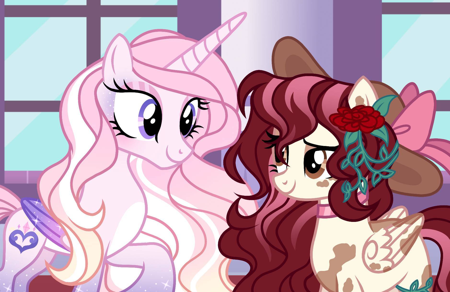 #3390243 - safe, artist:cstrawberrymilk, oc, oc only, alicorn, pegasus, pony, commission, duo ...