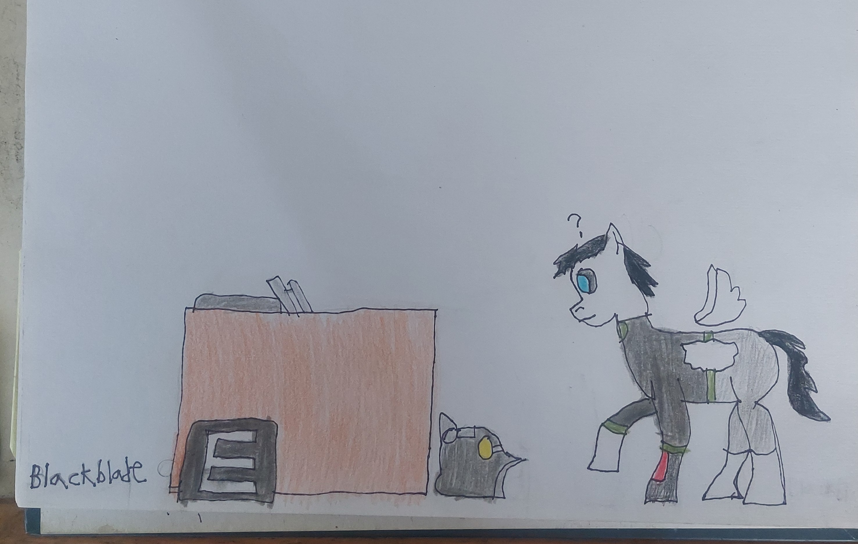 #3390918 - safe, artist:blackblade360, oc, oc only, oc:calkie, cyborg, cyborg pony, pegasus ...