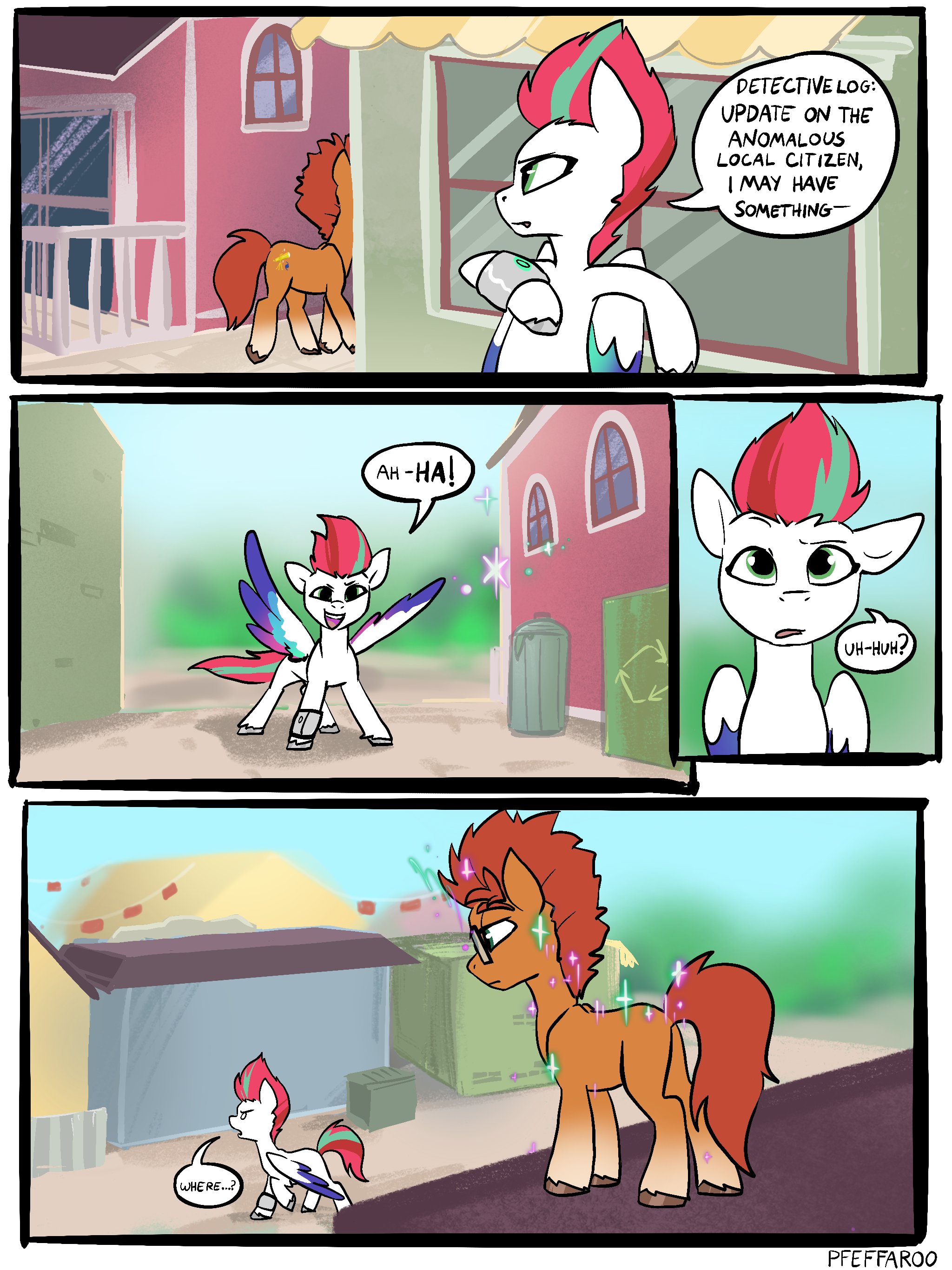 #3392003 - safe, artist:pfeffaroo, zipp storm, oc, oc:sunflare, pegasus ...