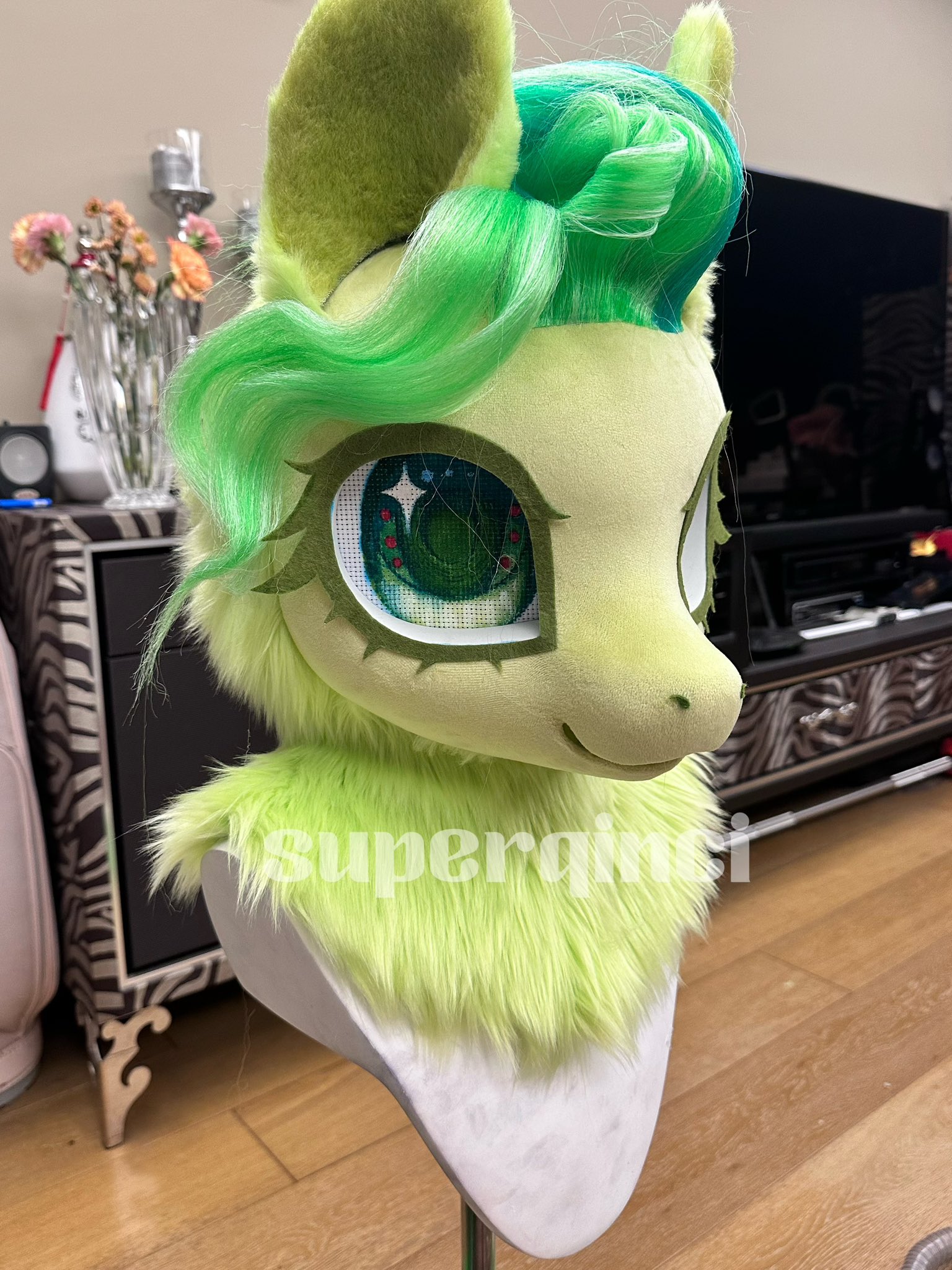 #3376959 - safe, artist:superqinci, oc, oc only, pony, fursuit head ...