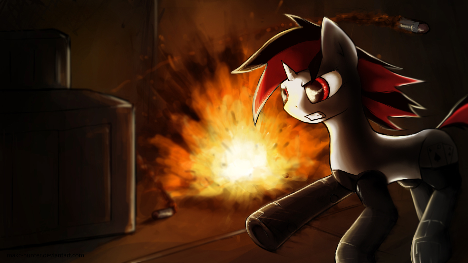 #3378872 - safe, artist:makc-hunter, oc, oc only, oc:blackjack, cyborg ...