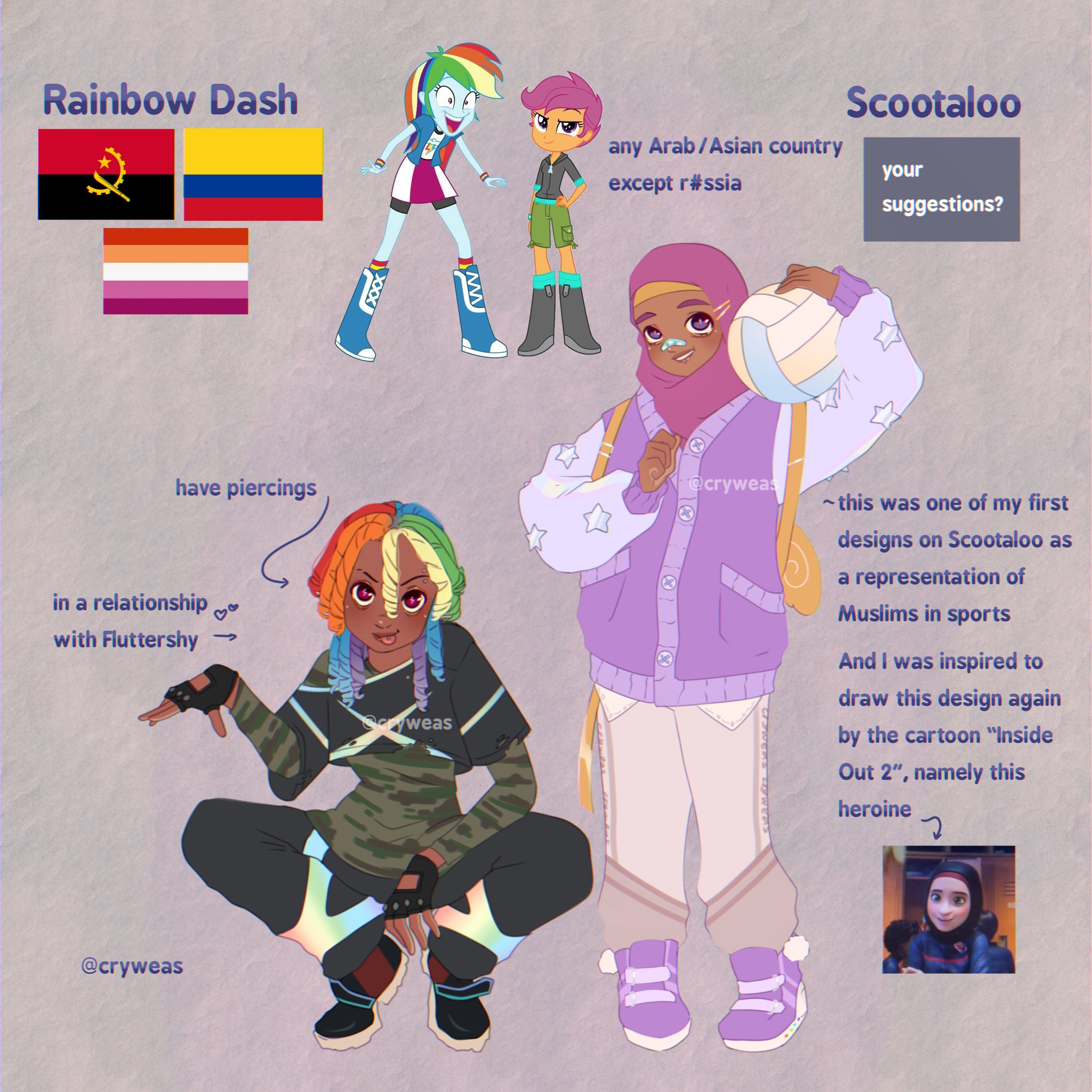 #3399616 - safe, artist:cryweas, rainbow dash, scootaloo, human ...