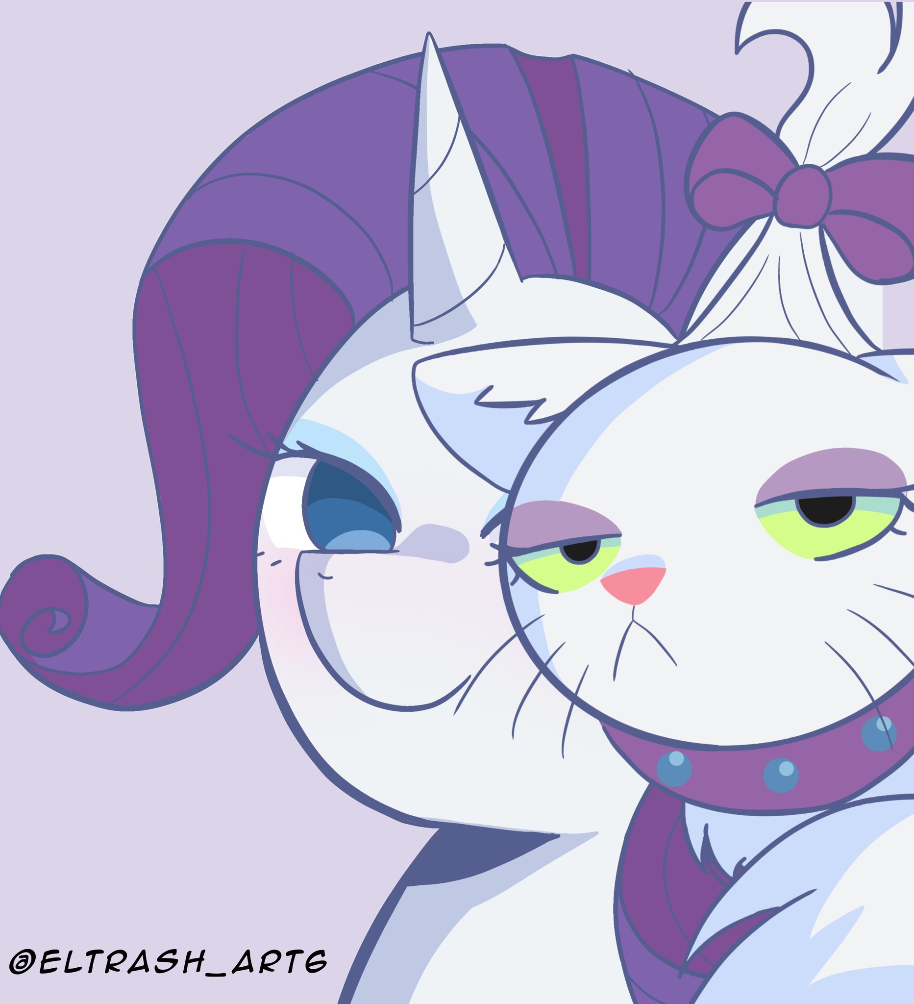 #3400530 - safe, artist:trash art, opalescence, rarity, cat, pony ...