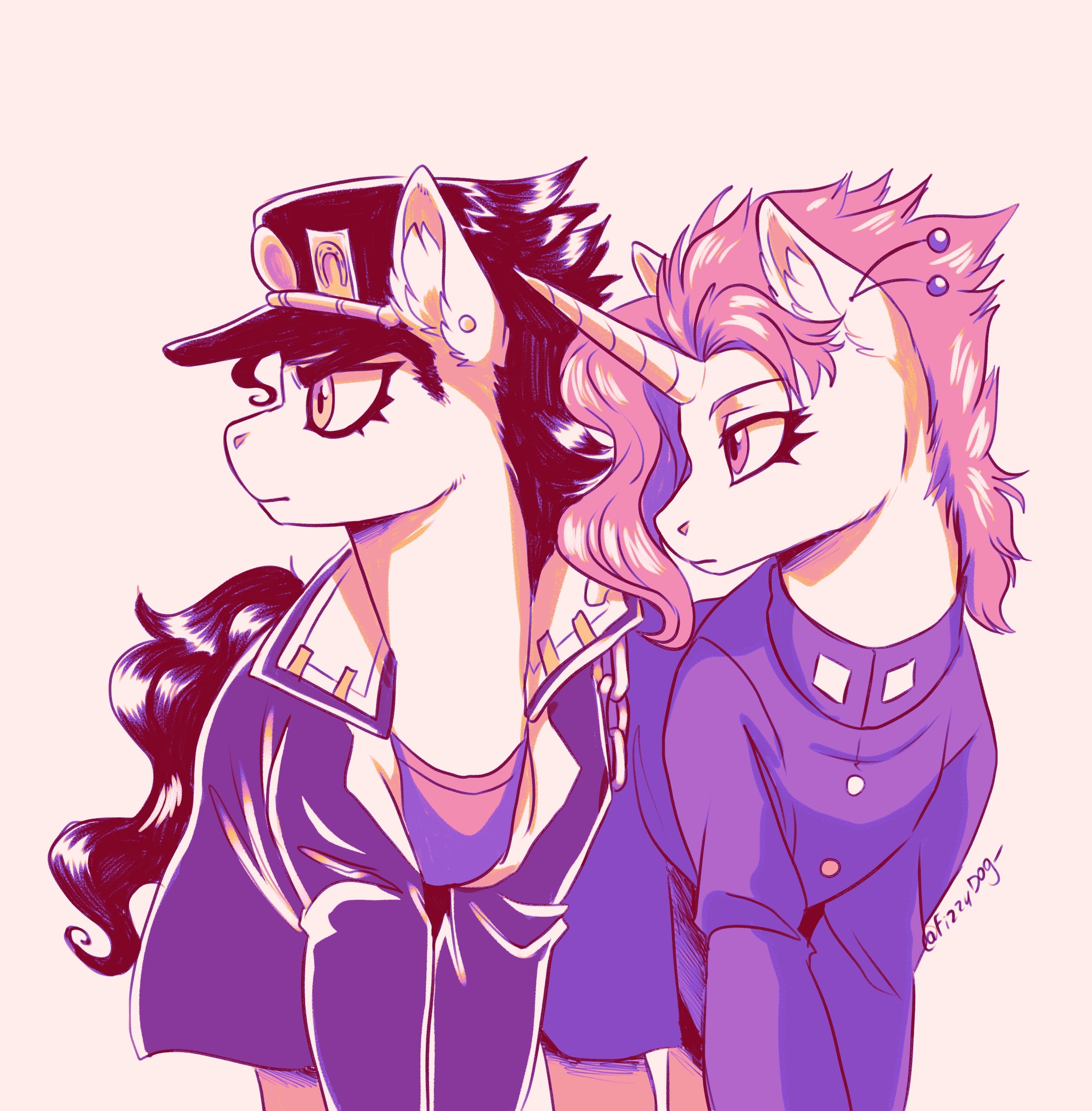 #3401099 - safe, artist:fizzy-dog, earth pony, pony, unicorn, duo, high ...