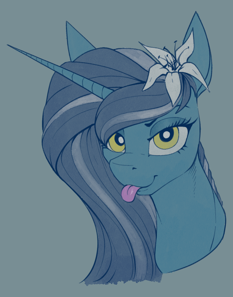 #3405095 - safe, artist:stray prey, oc, oc only, oc:sunbeam, pony, unicorn, :p, blue coat, bust ...