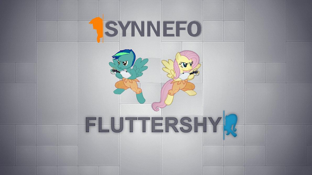 #3394791 - safe, artist:fimphiliacs, fluttershy, oc, oc:synnefo, pegasus, g4, desktop background ...