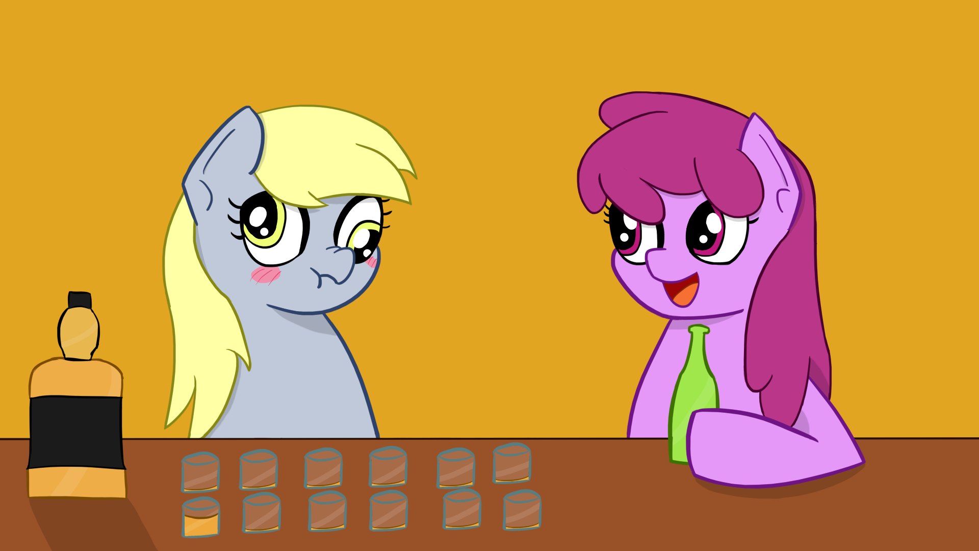 #3405864 - safe, artist:claynus, berry punch, berryshine, derpy hooves ...
