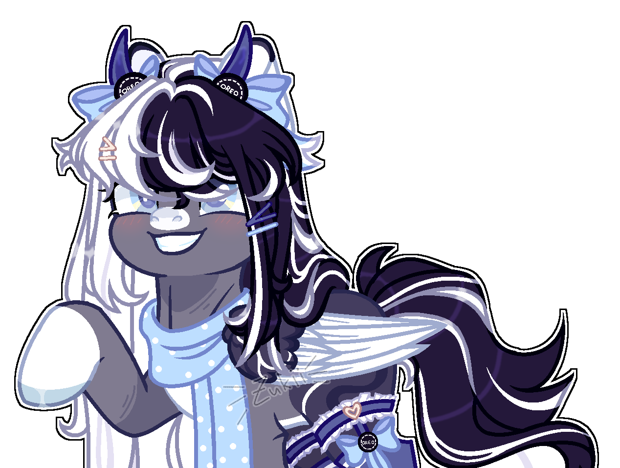 #3406643 - safe, artist:zu-kii, oc, oc only, oc:oreo cream, pegasus ...