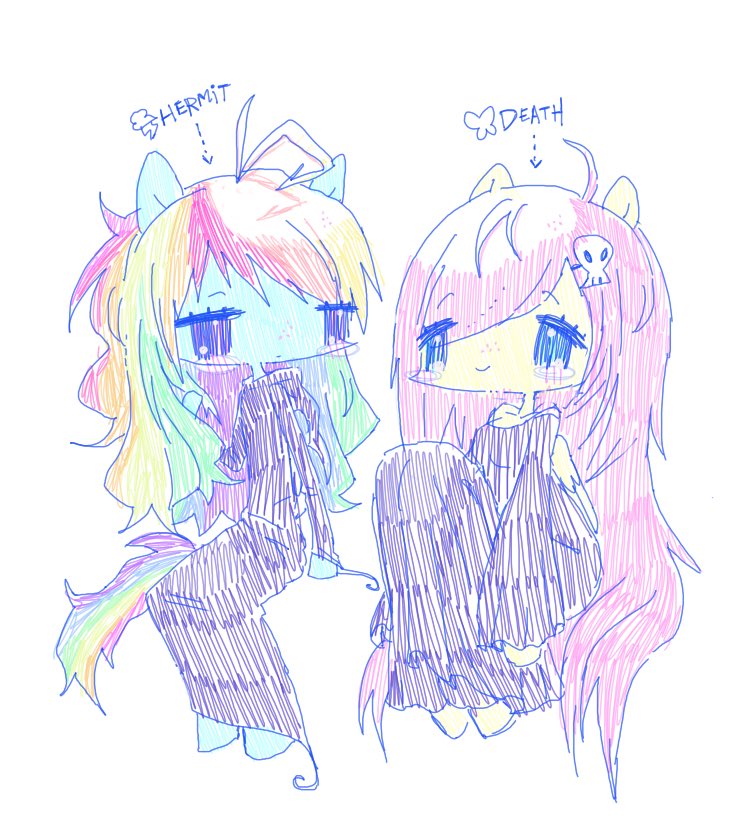 #3409609 - safe, artist:ieatedyuripizza, fluttershy, rainbow dash ...