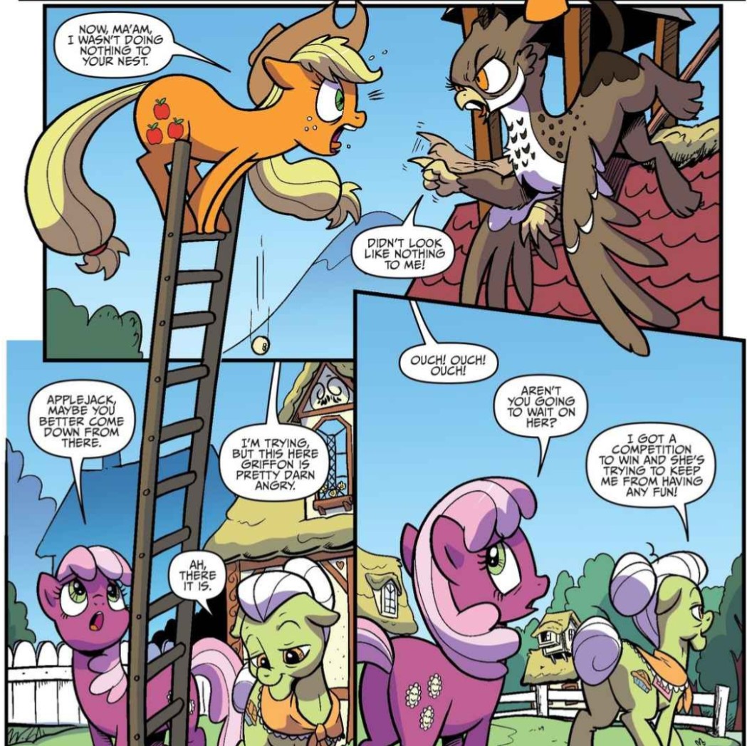 #3395085 - safe, artist:pencils, idw, official comic, applejack, cheerilee, granny smith ...