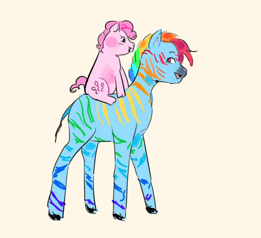 #3395840 - safe, artist:xxk1ttyl1tterxx, pinkie pie, rainbow dash, pig ...