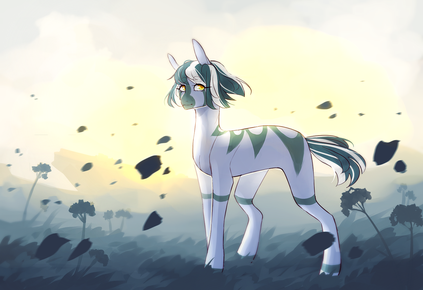 #3396467 - safe, artist:riressa, oc, hybrid, zony, female, solo ...