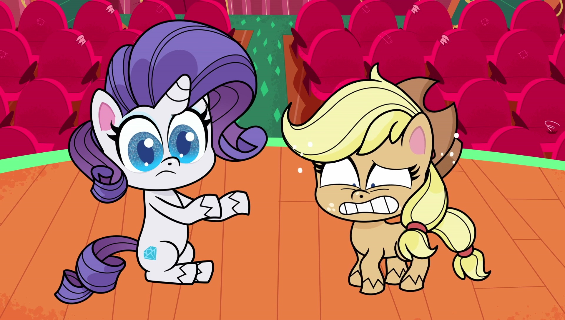 #3397807 - safe, screencap, applejack, rarity, earth pony, pony ...