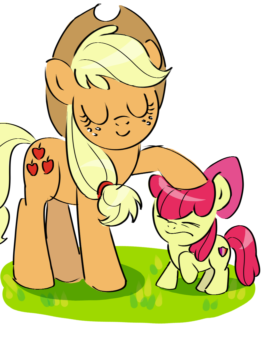 #3412818 - safe, artist:cuiyingying405, apple bloom, applejack, earth ...