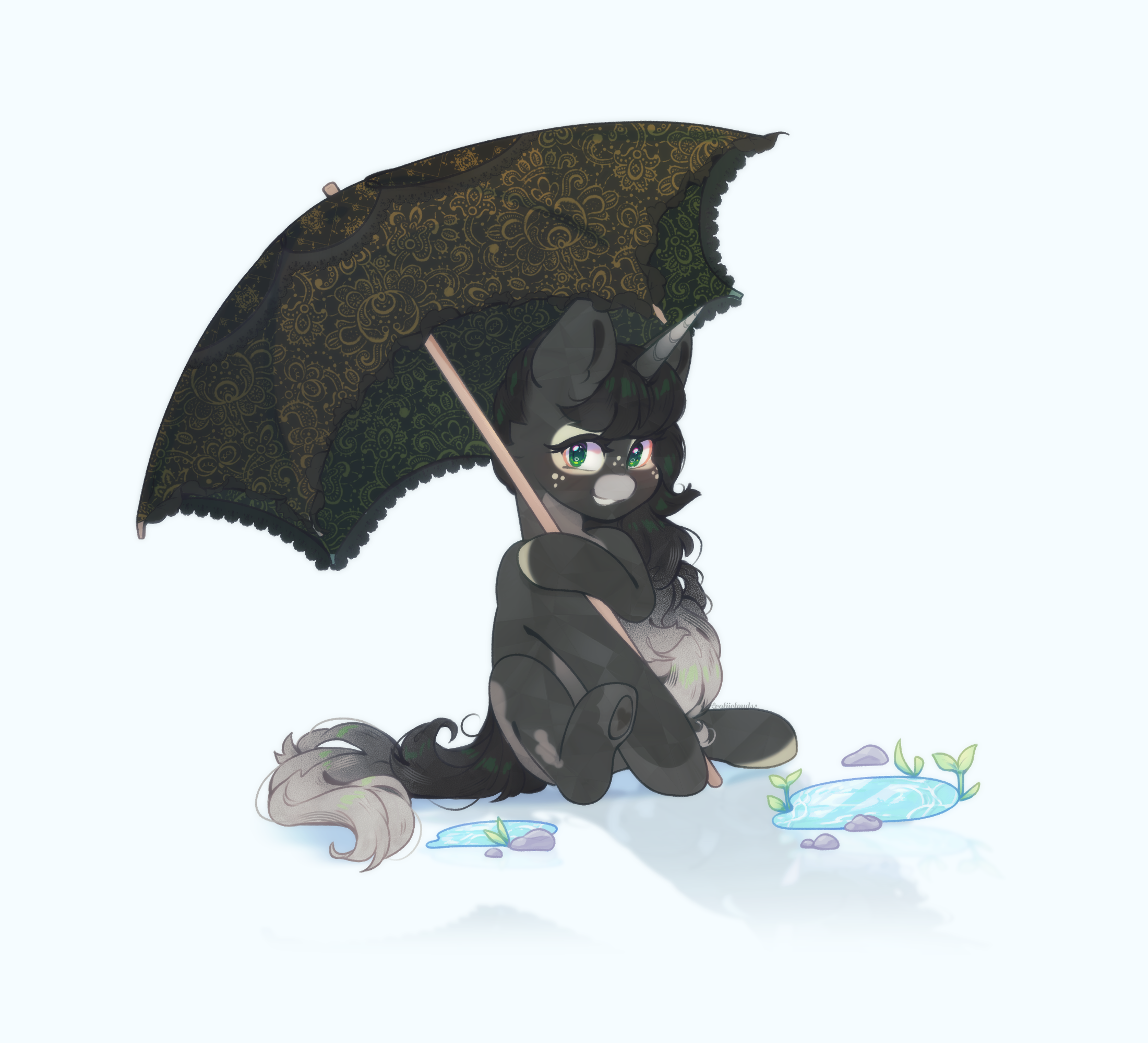#3422899 - safe, artist:cofiiclouds, oc, oc:obsidian limelight, crystal ...