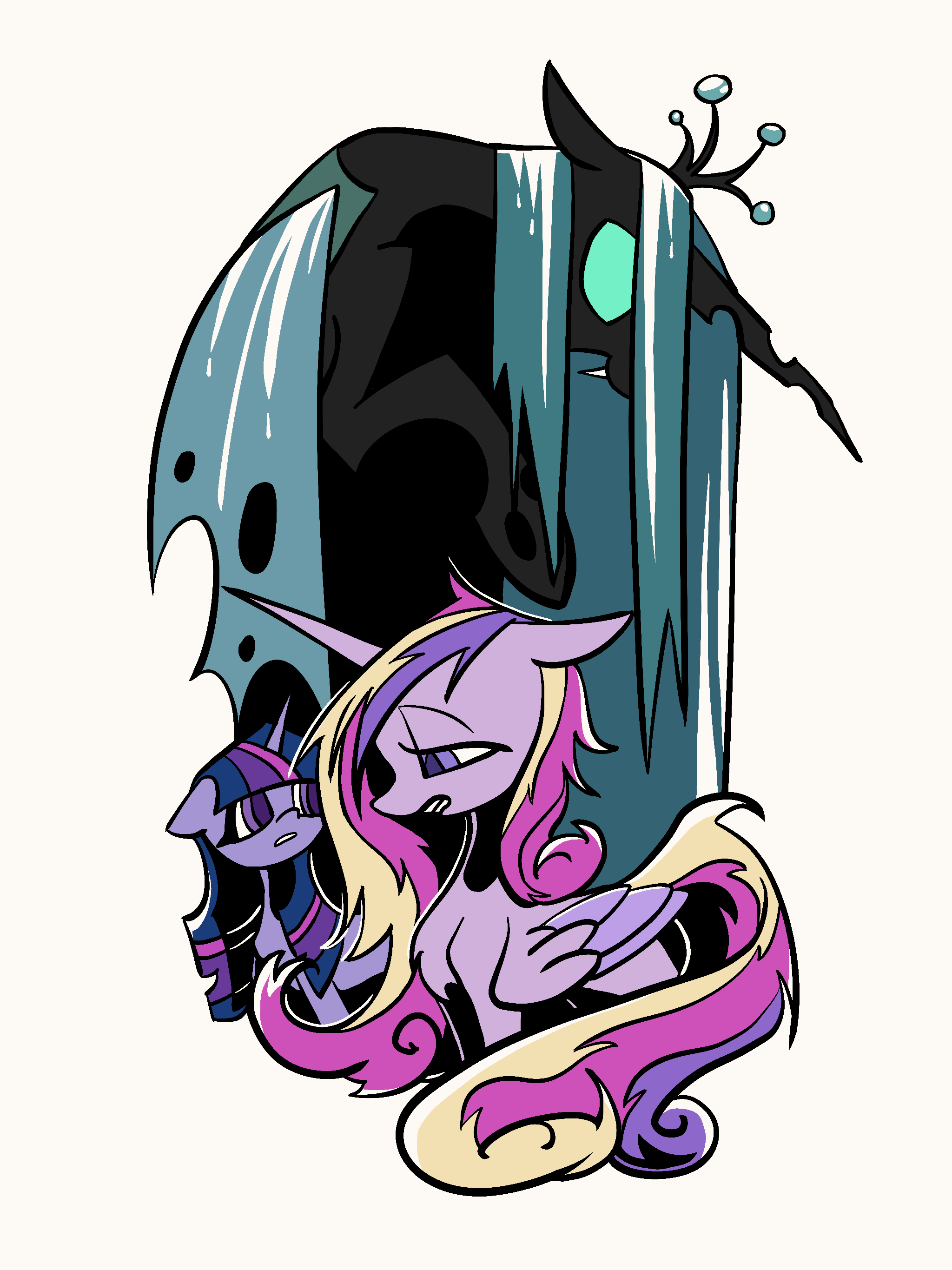 #3423159 - safe, artist:jess181307, princess cadance, queen chrysalis ...