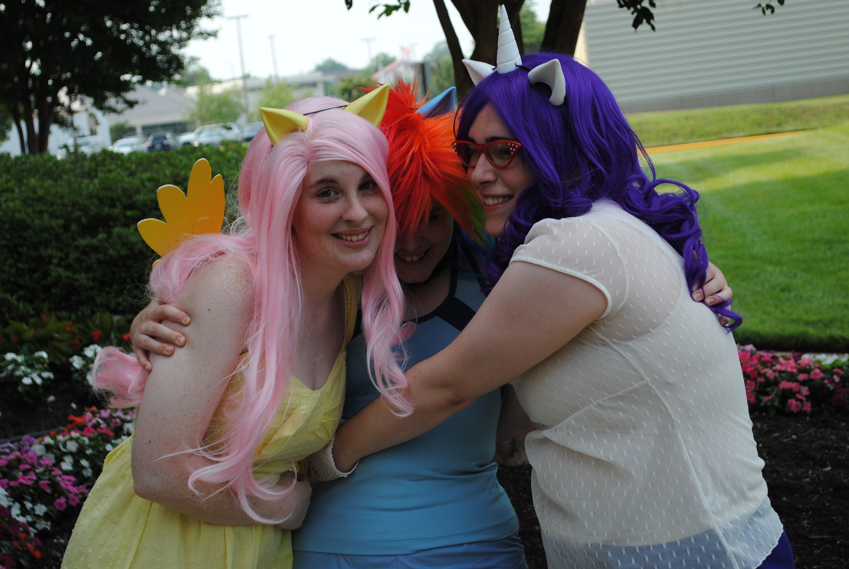#3423665 - safe, fluttershy, rainbow dash, rarity, human, g4, ama-con ...