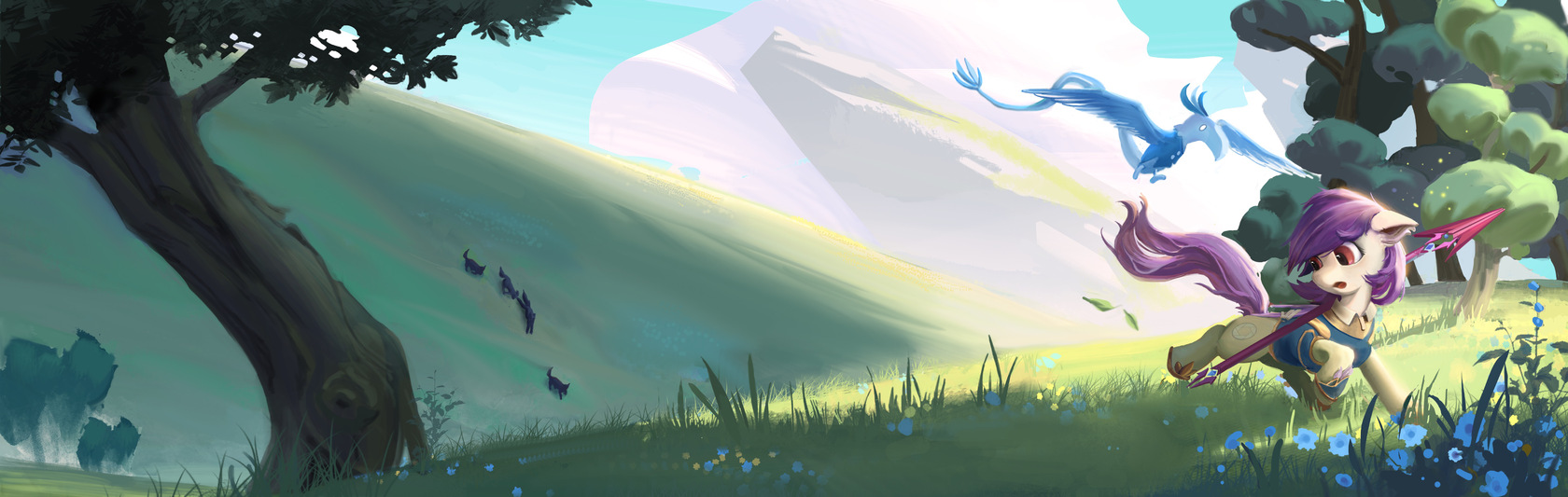 #3428651 - safe, artist:deeraholic, oc, oc only, bird, earth pony, ice ...