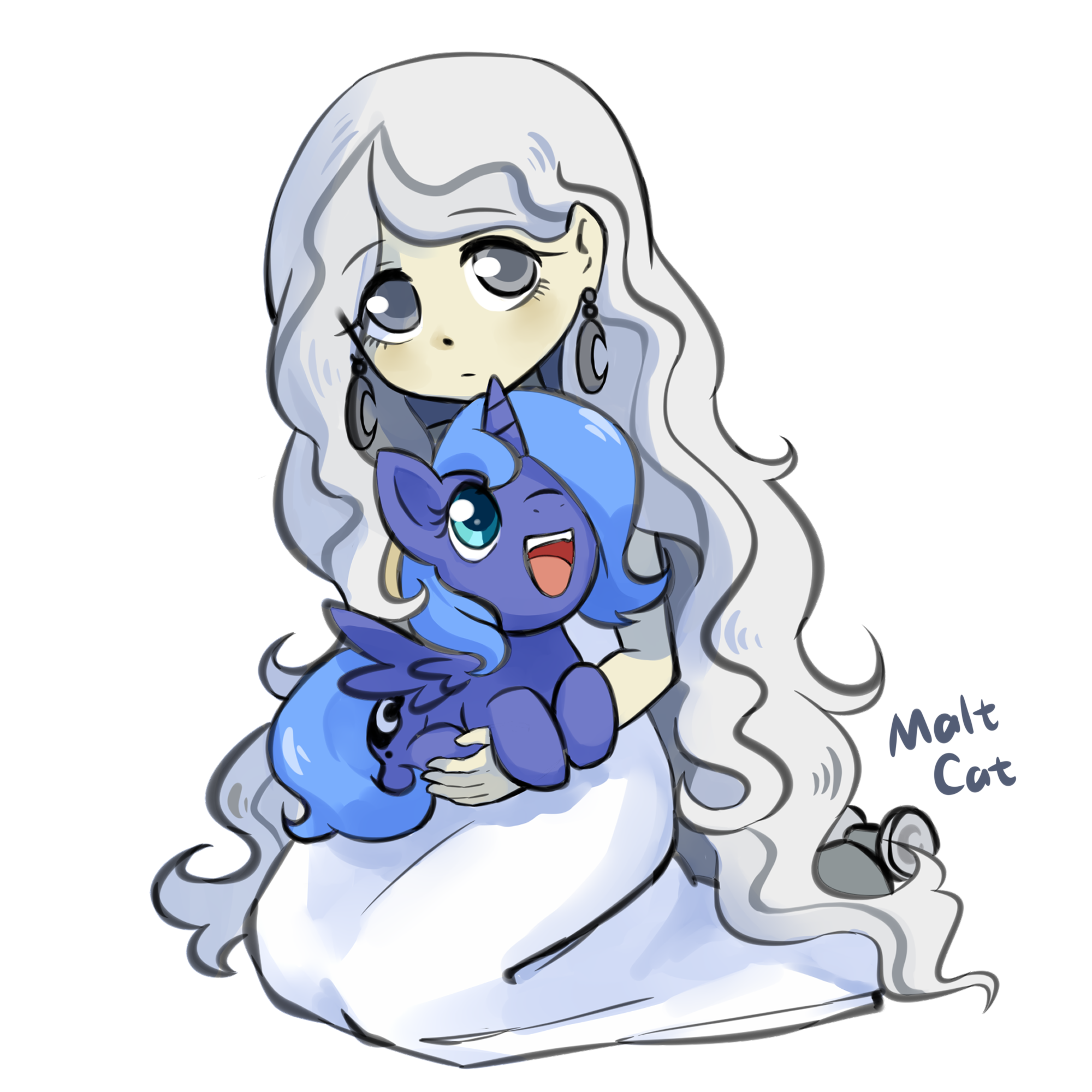 #3430155 - safe, artist:moumy, princess luna, alicorn, human, pony, g4 ...