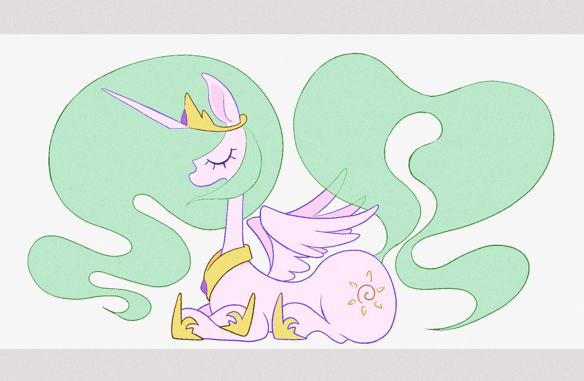 #3431494 - safe, artist:noupu, princess celestia, alicorn, pony, g4, eyes closed, female, green ...