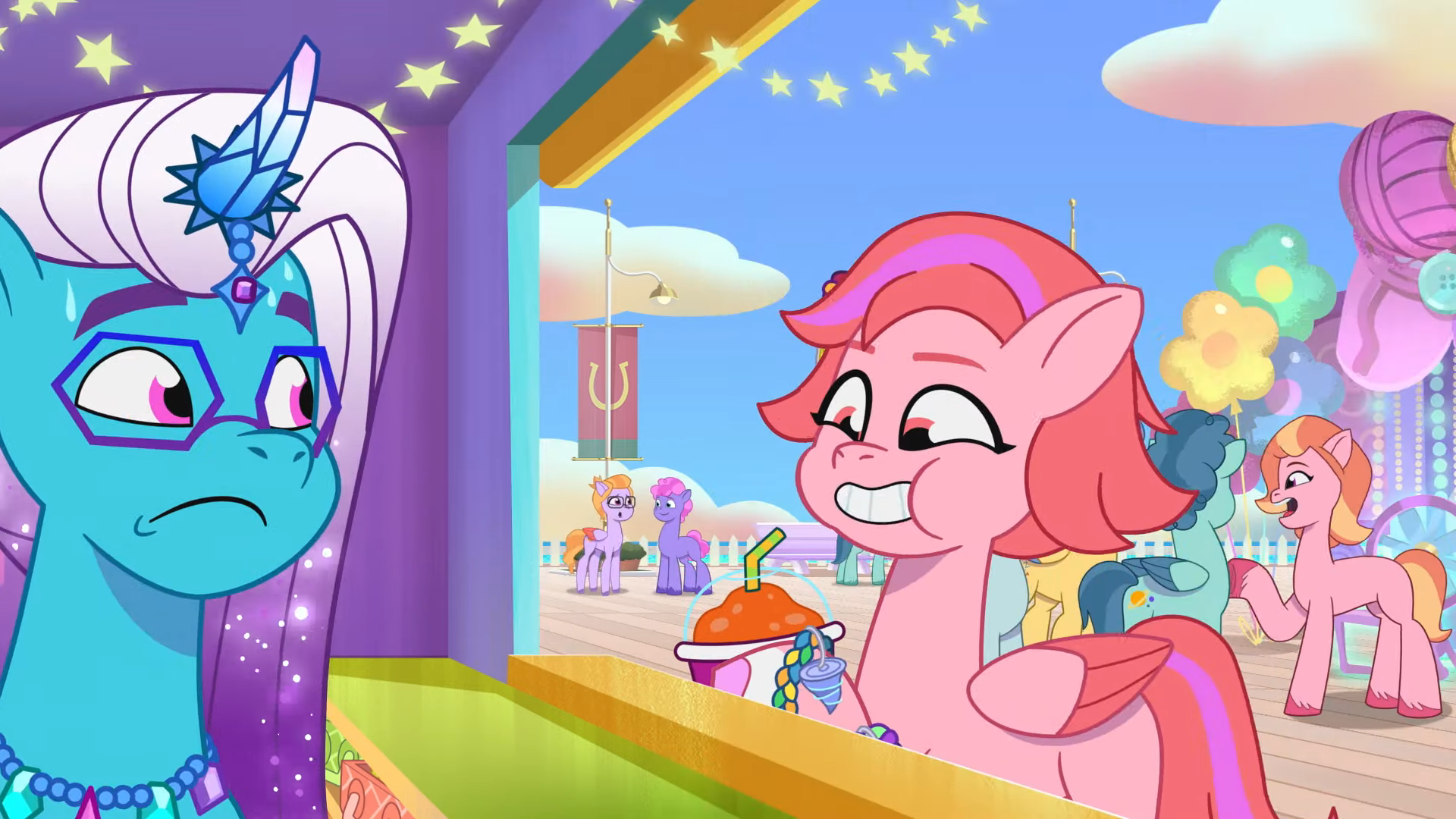 #3431673 - safe, screencap, comet (g5), delightful trifle, galaxy star, lemon gear, strawberry ...