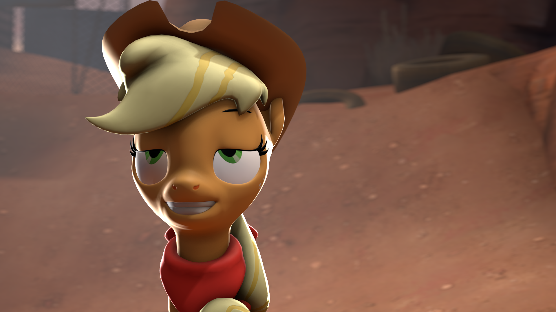 #3417802 - safe, artist:redxstone, applejack, earth pony, pony, 3d ...