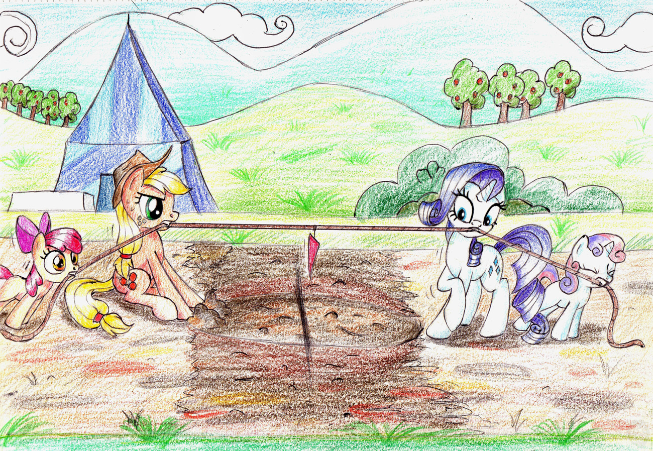 #3434119 - safe, artist:sirzi, apple bloom, applejack, rarity, sweetie ...