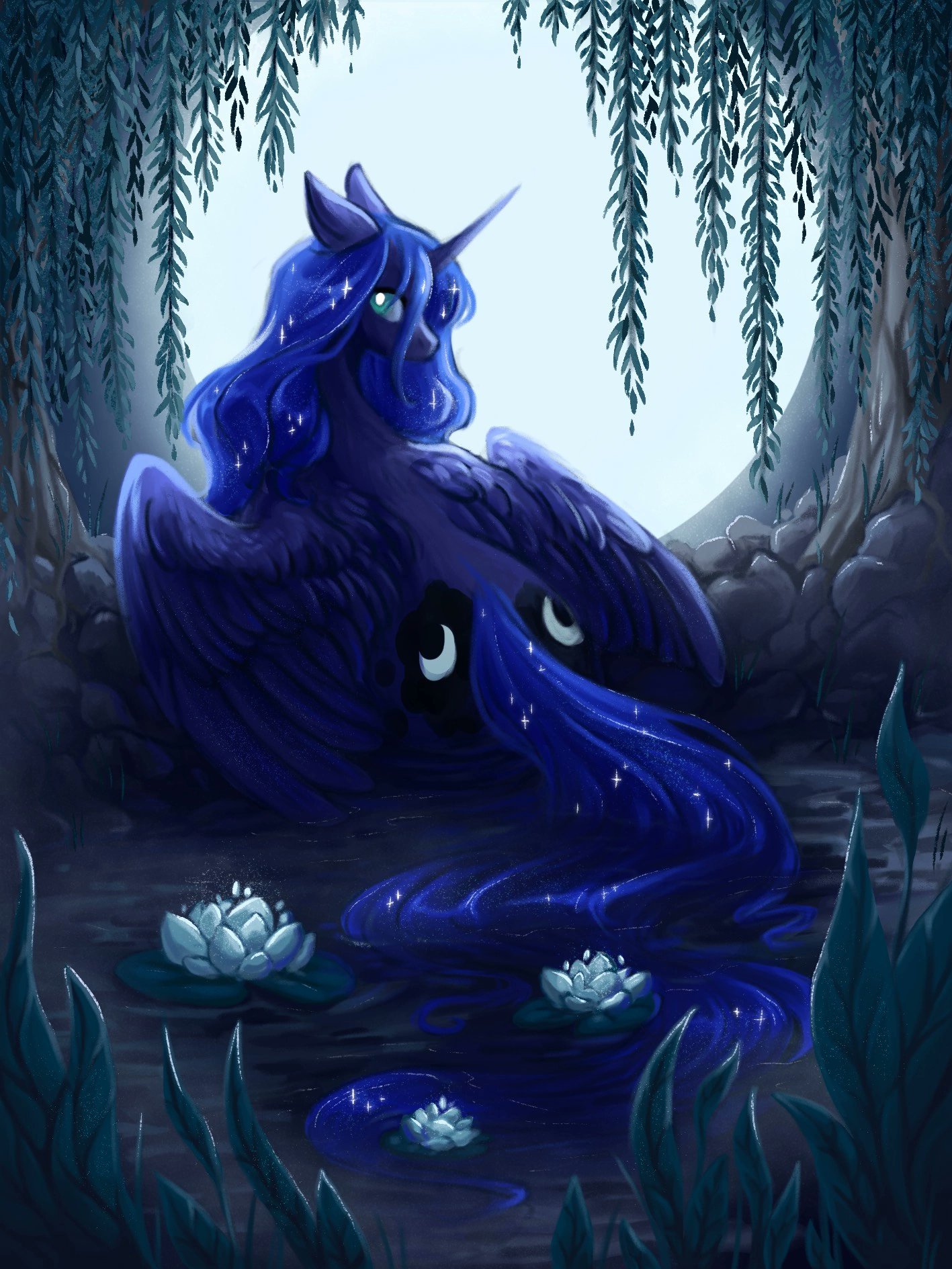 #3439950 - safe, artist:owl_clare, princess luna, alicorn, pony, g4 ...