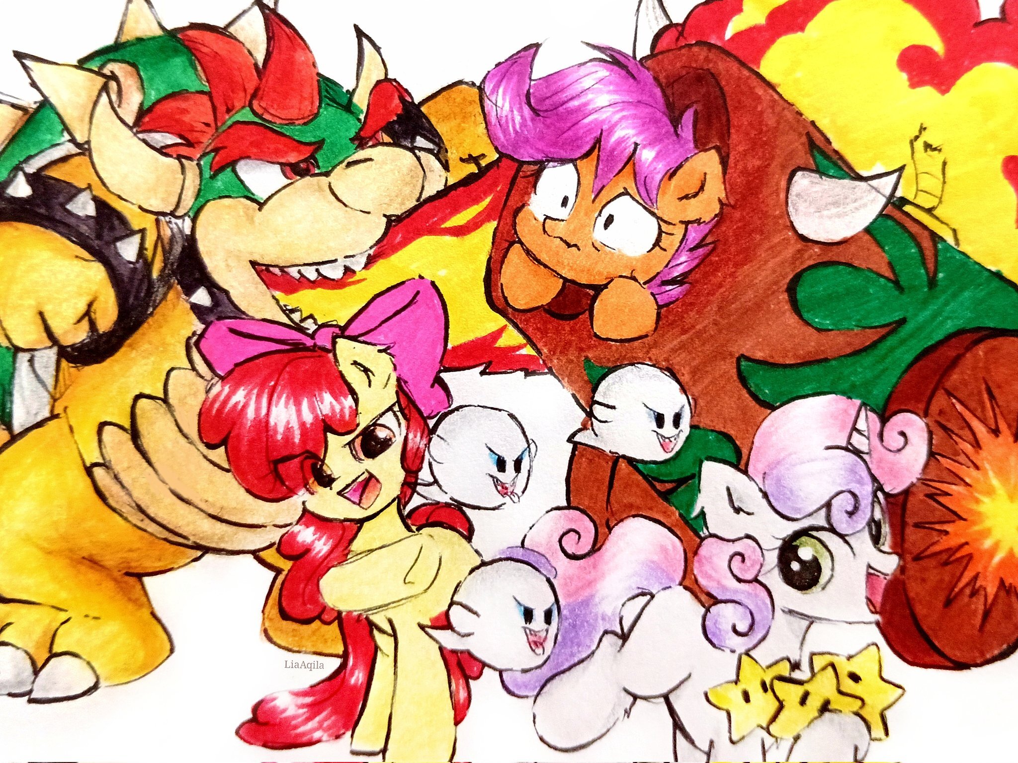 #3442098 - safe, artist:liaaqila, apple bloom, scootaloo, sweetie belle ...