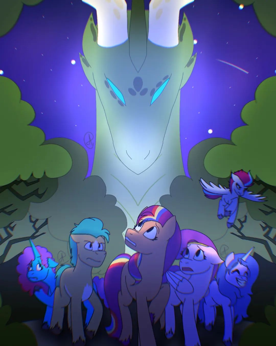 #3443541 - safe, artist:mlp_g5_au, hitch trailblazer, izzy moonbow ...