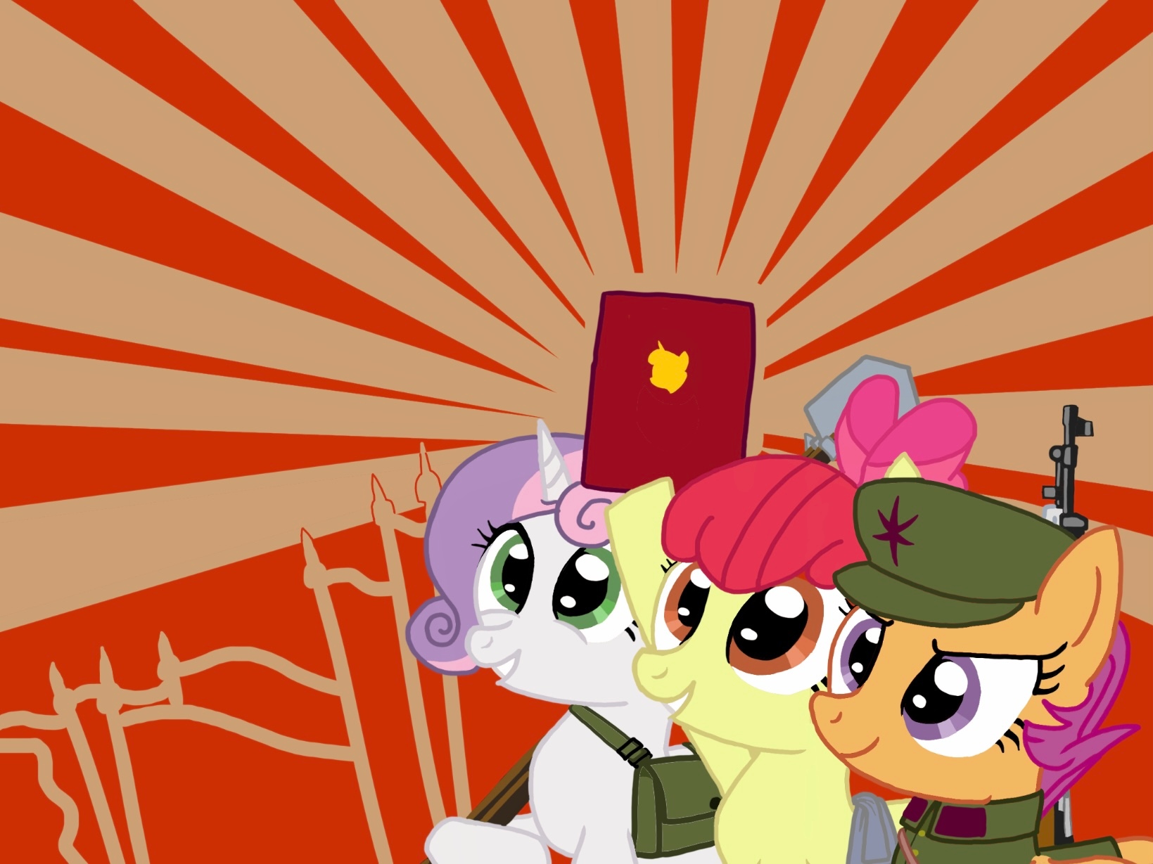 #3443996 - safe, artist:cadre school, apple bloom, scootaloo, sweetie ...
